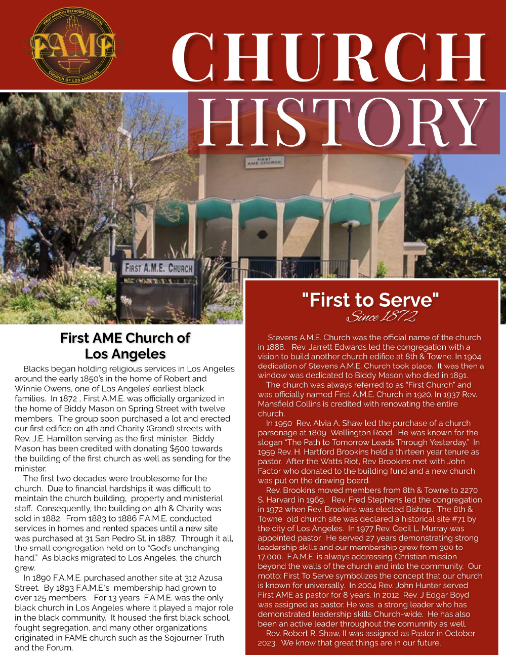 Bulletin – First AME Church