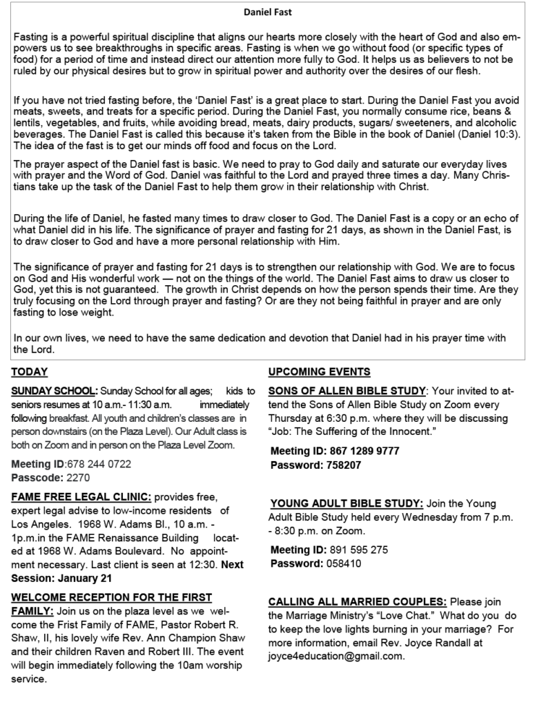 Bulletin – First AME Church