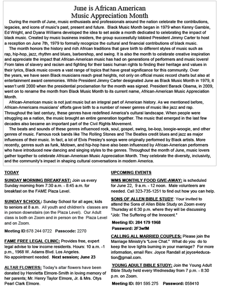 Bulletin – First AME Church