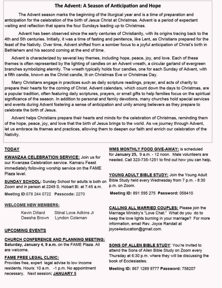 Bulletin – First AME Church