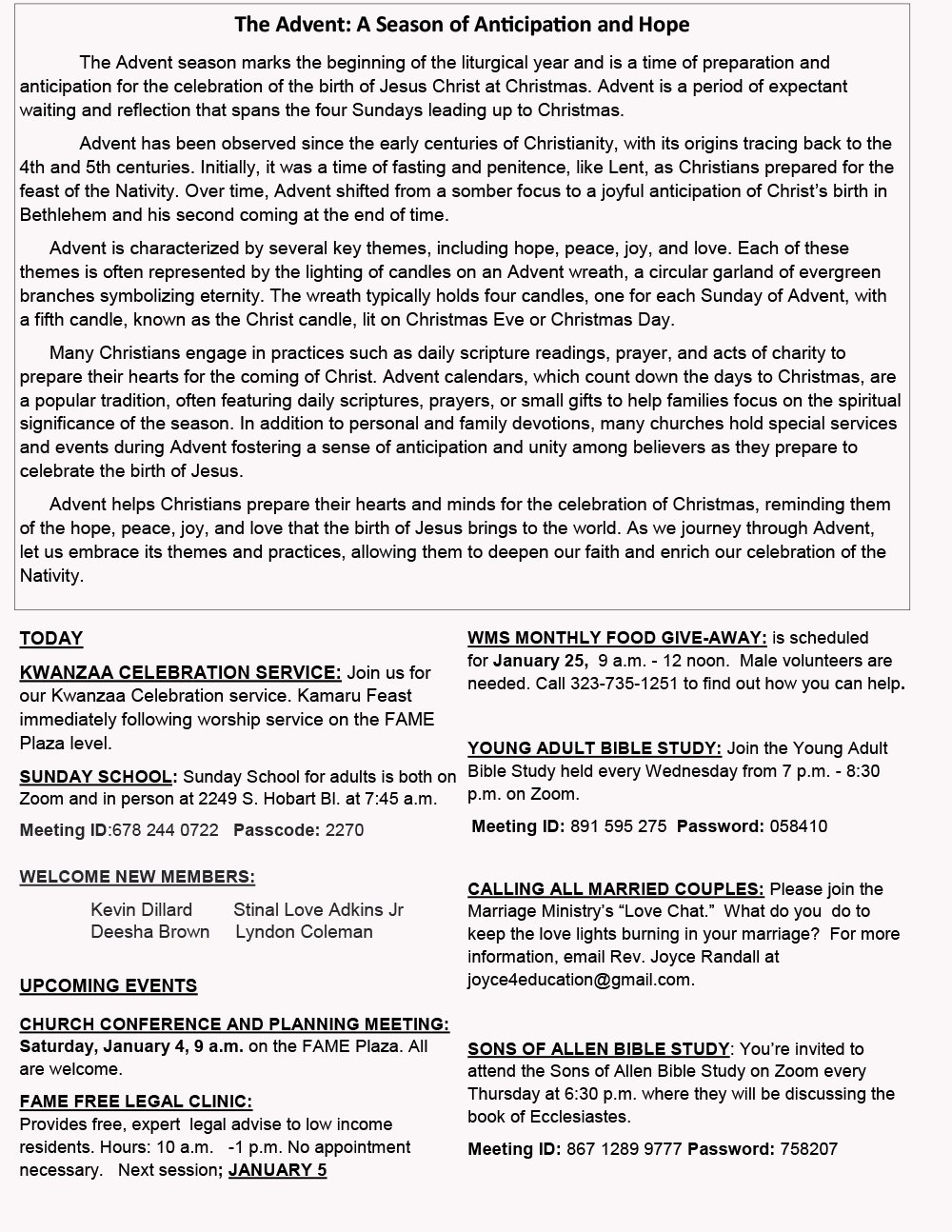 Bulletin – First AME Church